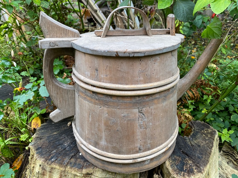Antique Wooden Watering Can Ethnic Bucket Farmhouse Home - Etsy