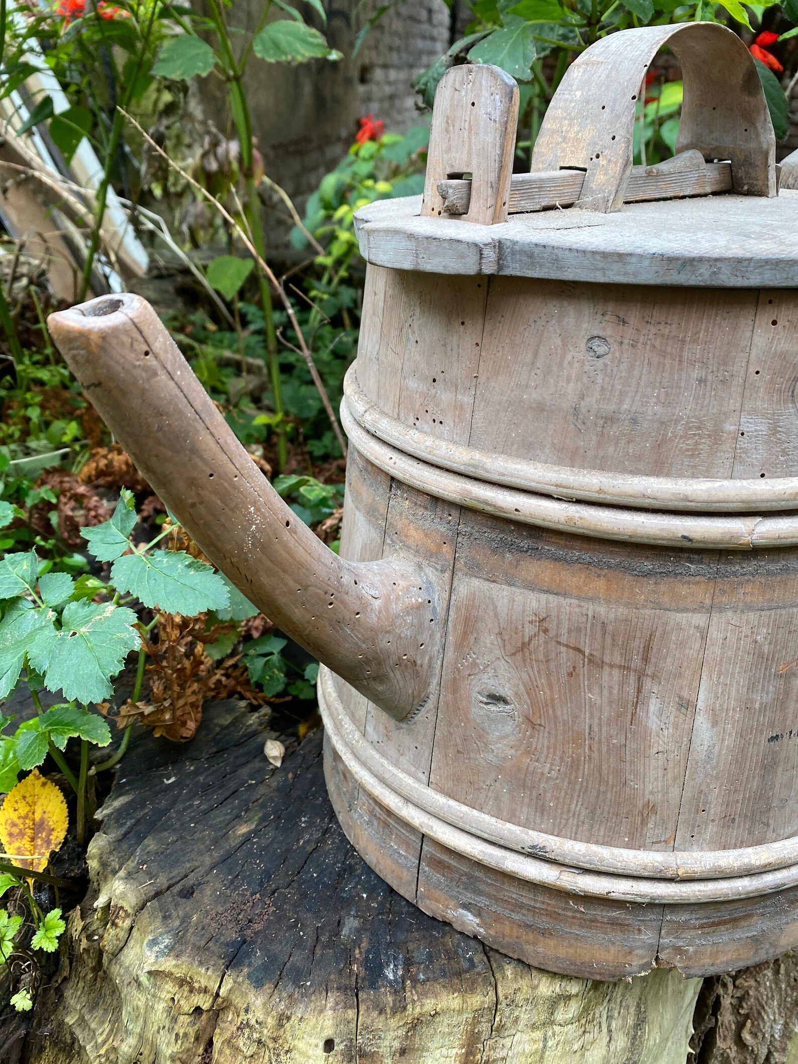 Antique Wooden Watering Can Ethnic Bucket Farmhouse Home - Etsy