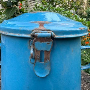 Enamel Blue Container - Antique Bucket - Kitchen Decor - Farmhouse ...