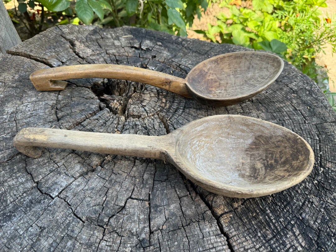 2 Antique Wooden Spoons - Rustic Shovels / Scoops - Farmhouse - Home ...