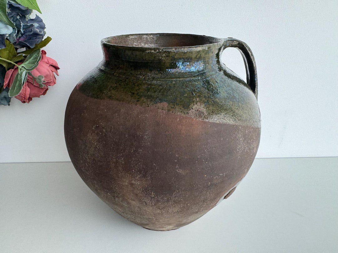 Large Antique Pot - Ceramic Pitcher - Milk Jug Ewer - Pottery Vessel ...