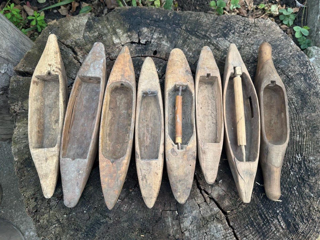 Set of 8 Antique Wooden Drops Spindles - Portable Hand Spinning Tool ...