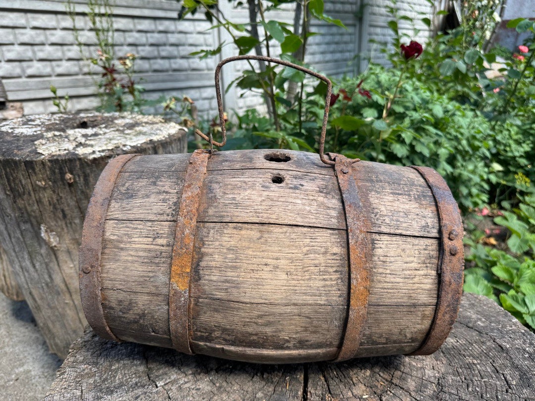 Antique Wooden Barrel - Old Primitive Bowl - Farmhouse - Home Decor ...