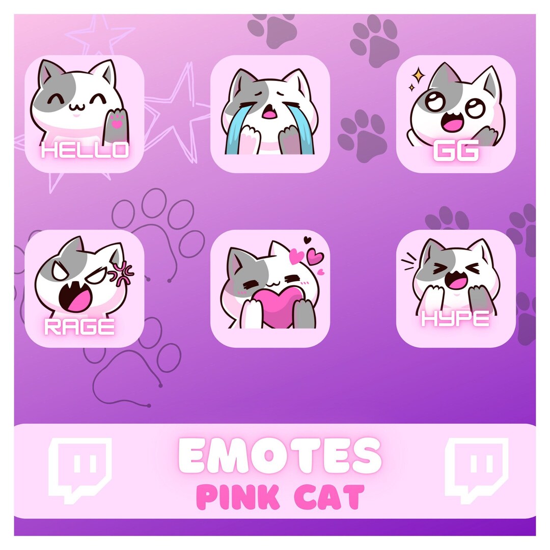 Pink Cat Twitch Emotes Cute and Unique Digital Download - Etsy
