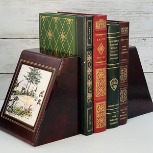Antique Bookends Decorative Bookshelf Decor Leather & Ceramic Flying ...