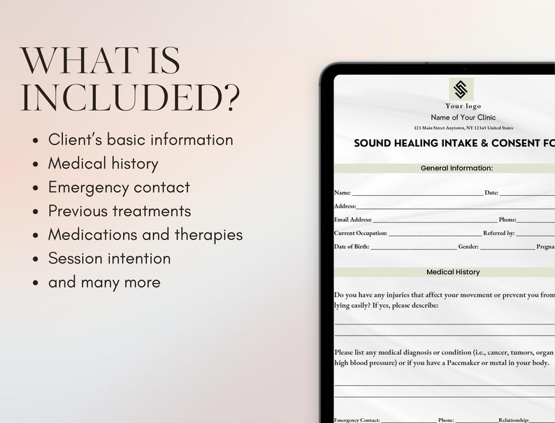 Sound Healing Intake Form: Energy Healing Consent (canva Template) - Etsy