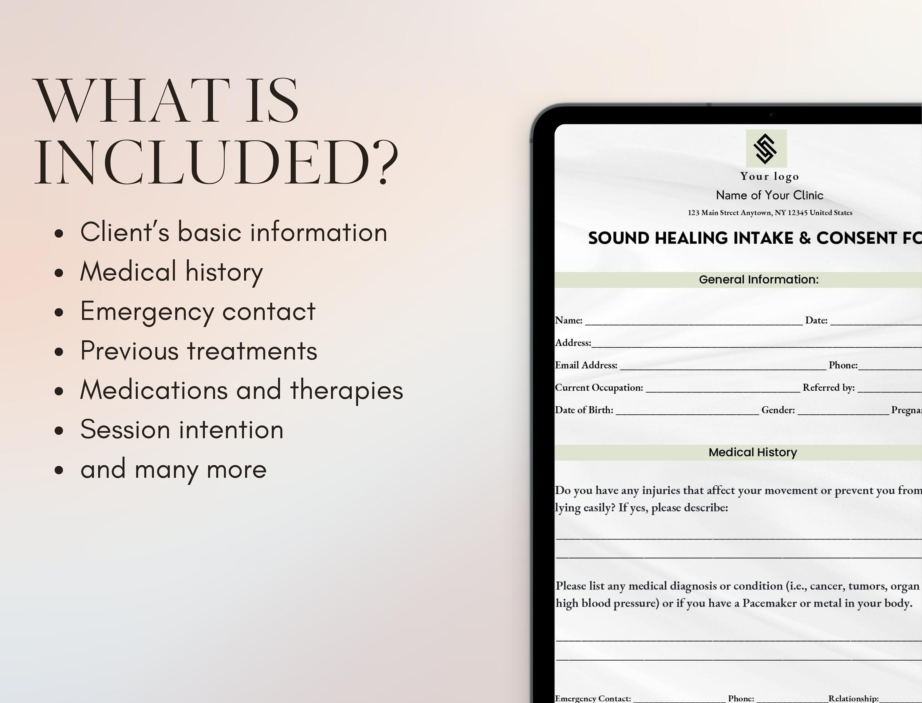 Sound Healing Intake Form: Energy Healing Consent (canva Template) - Etsy