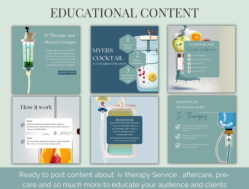 IV Therapy Instagram Templates - Canva Editable Templates - Etsy
