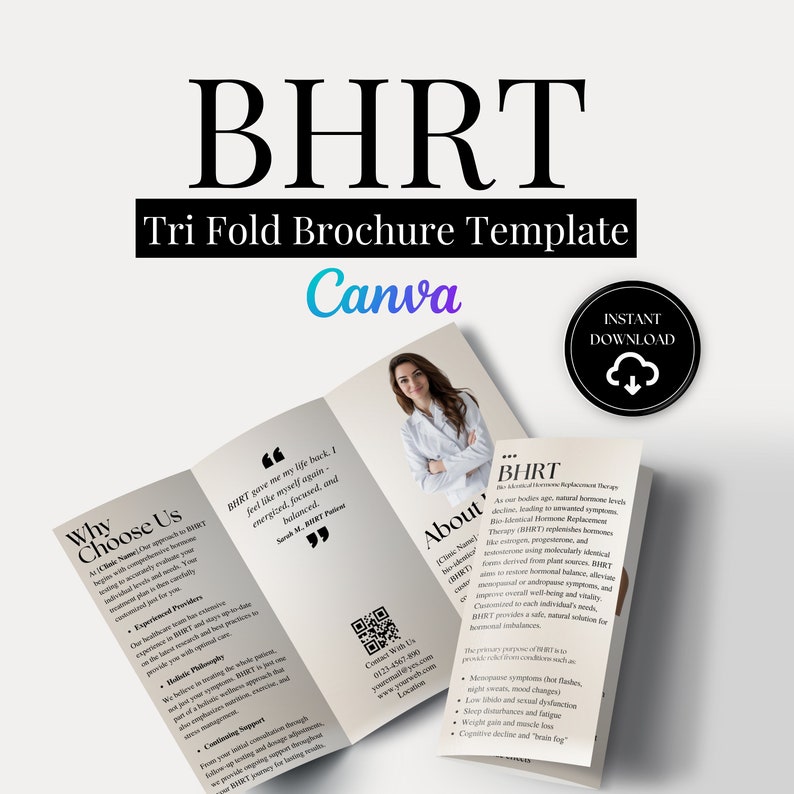 BHRT Tri-fold Brochure Template: Hormone Therapy (edit in Canva) - Etsy