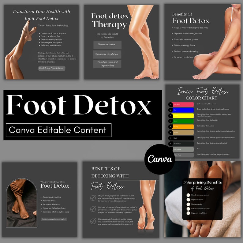 30 Foot Detox Editable Canva Templates - Black - Etsy