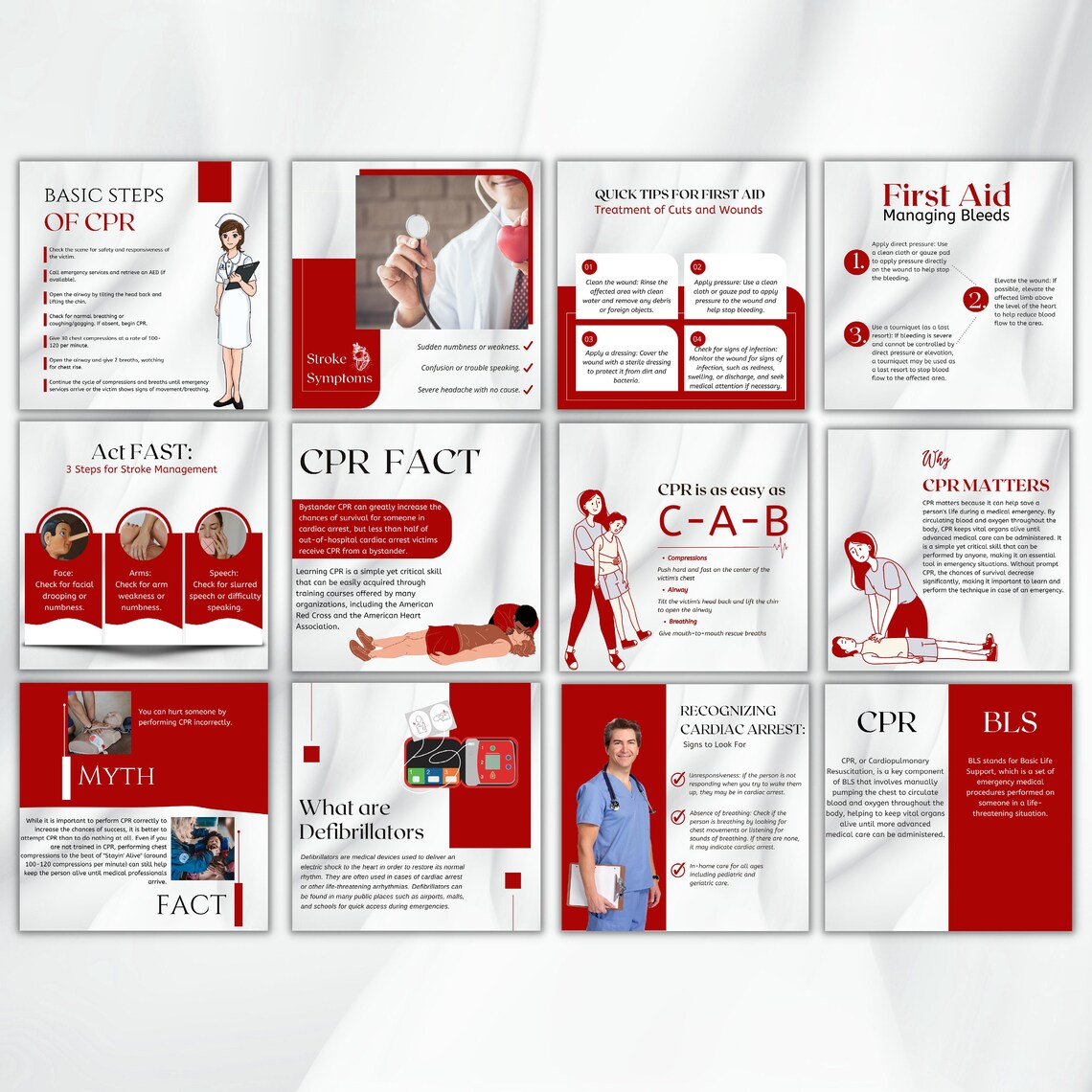CPR & First Aid Instagram Templates: Editable Canva Posts (35) - Etsy