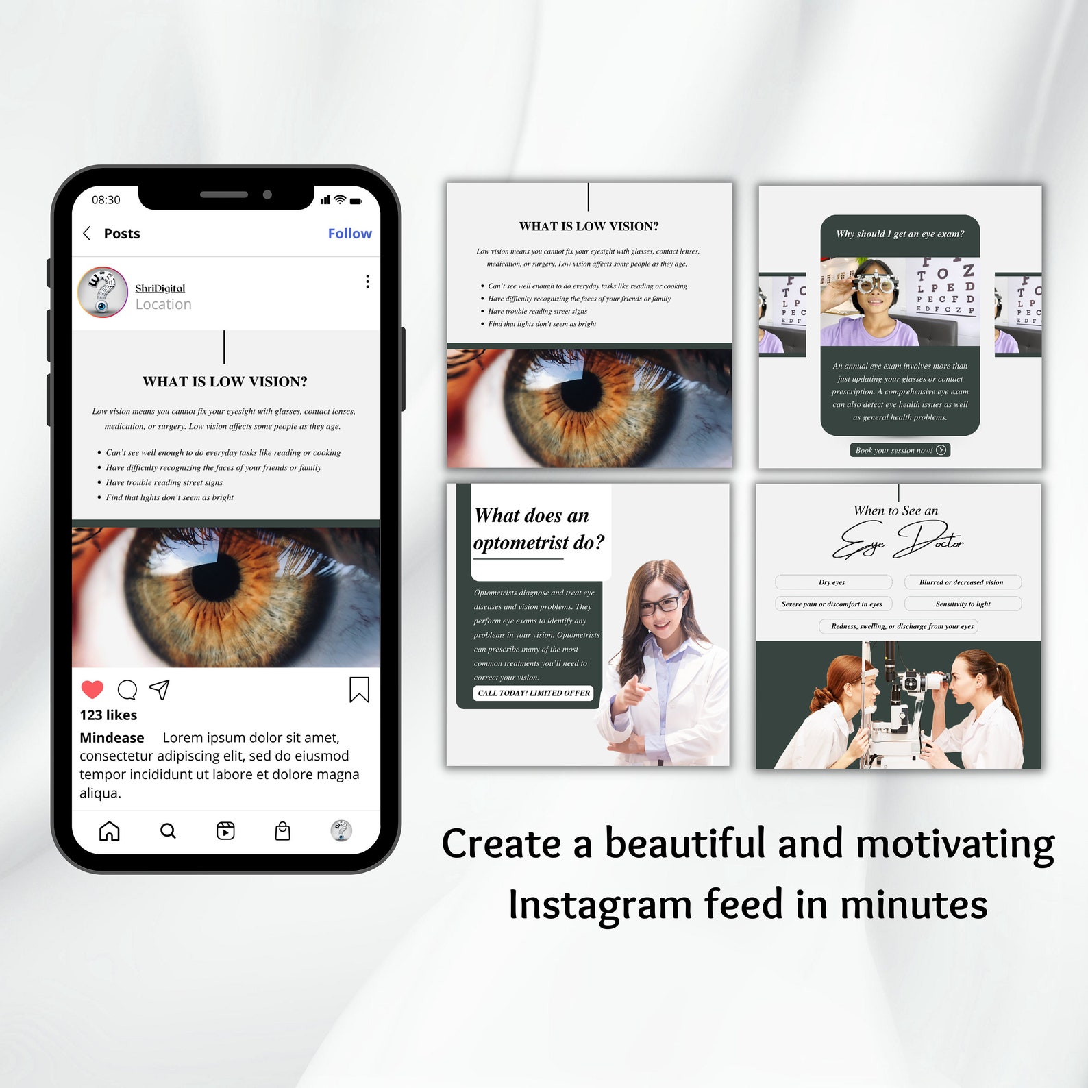 50 Optometry Instagram Post Templates | Optician Branding | Optical ...