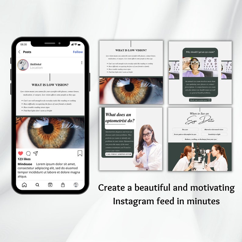 50 Optometry Instagram Post Templates | Optician Branding | Optical ...