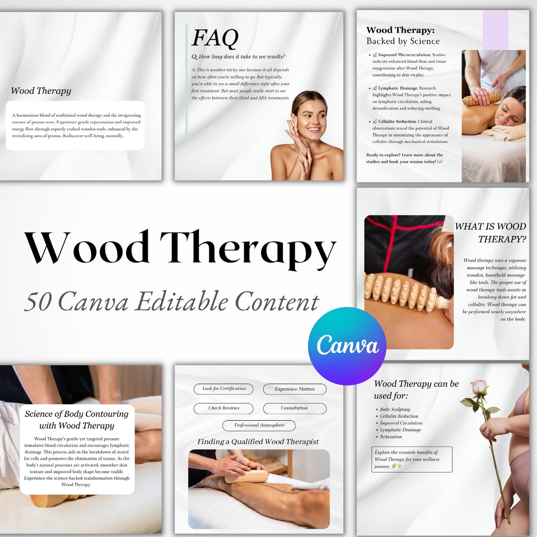 Wood Therapy Instagram Template: 50 Canva Editable Posts - Etsy
