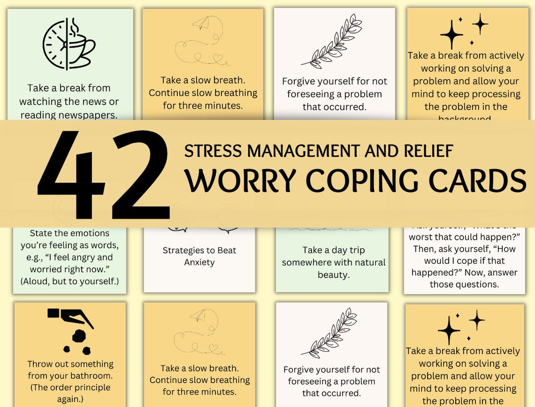 42 Worry Coping Cards | Anxiety Coping Skills Cards | Stress and ...