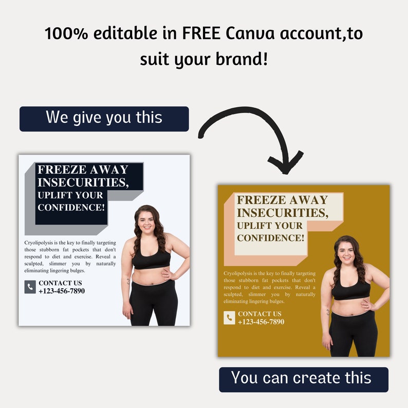 Cryolipolysis Canva Editable Instagram Posts, Cryolipolysis Flyer ...