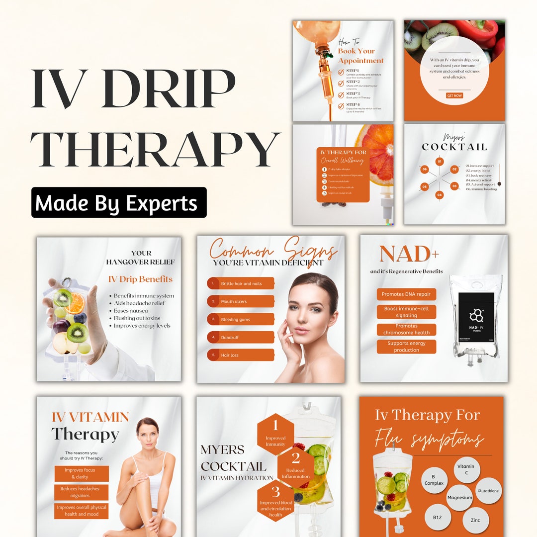 IV Drip Therapy Social Media Canva Template: Instagram Marketing - Etsy