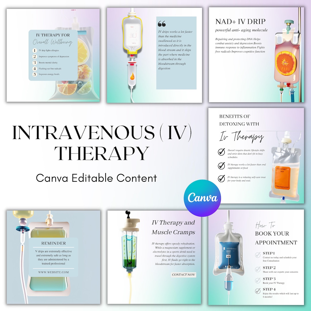 IV Therapy Instagram Templates - Intravenous Canva Editable Templates ...
