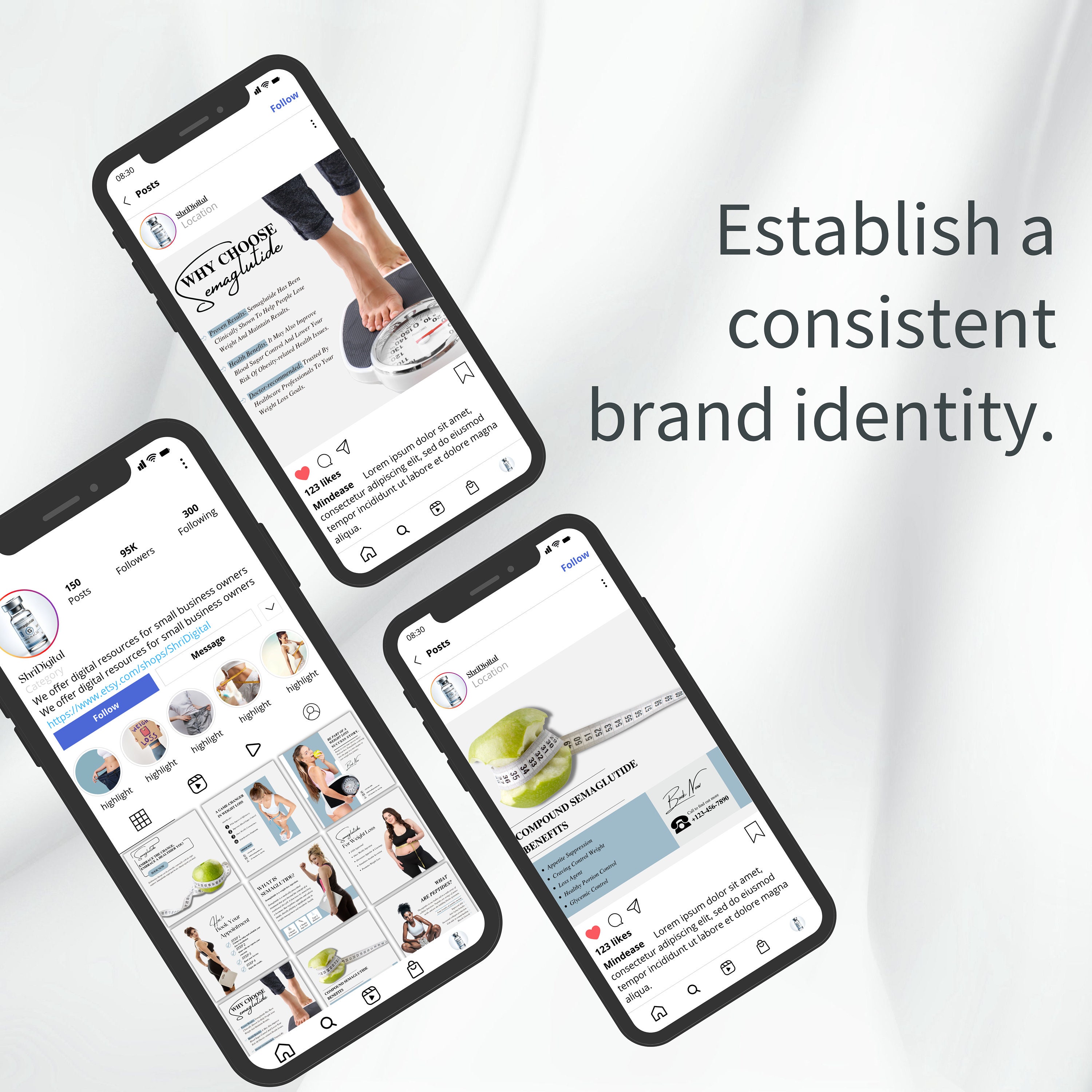 Semaglutide Weight Loss Instagram Posts: Canva Template (instant ...