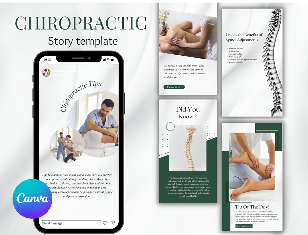 Chiropractic Instagram Story Templates: Editable Canva Designs - Etsy