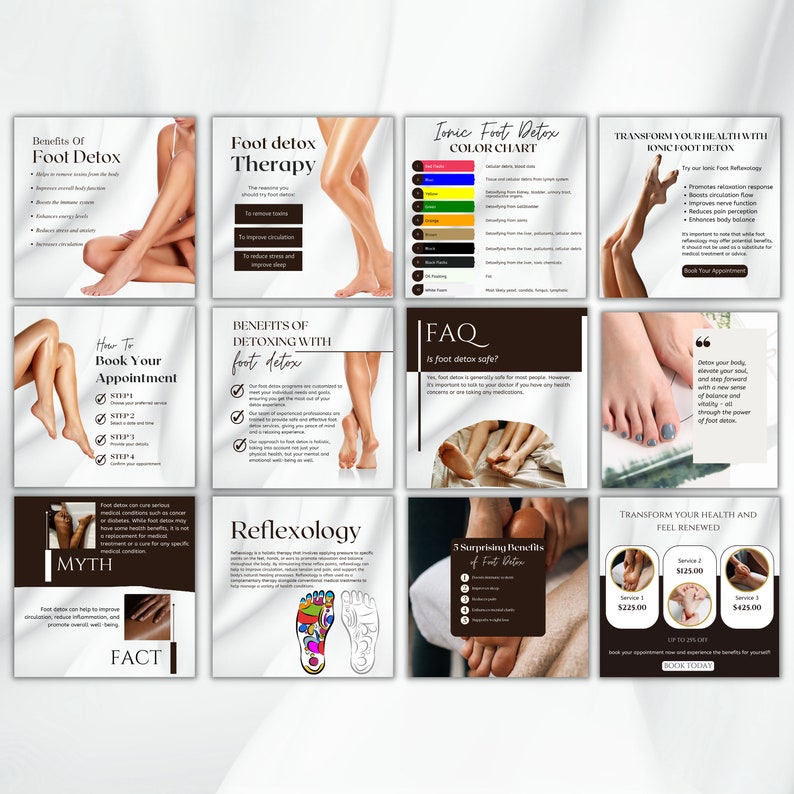 Foot Detox Social Media Posts: Editable Canva Templates (digital ...