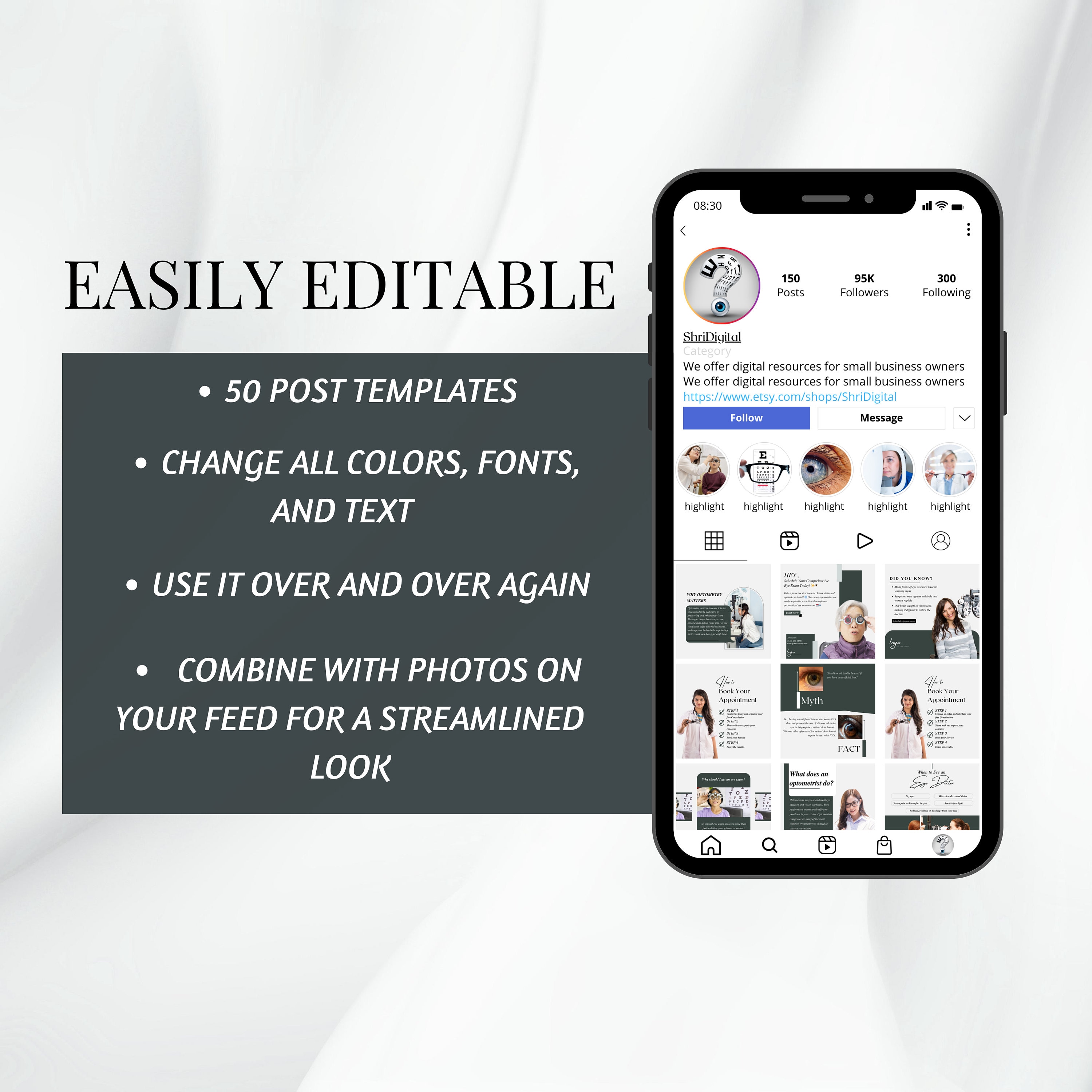 50 Optometry Instagram Post Templates | Optician Branding | Optical ...