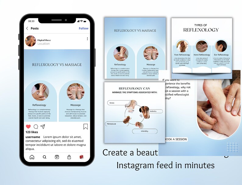 Reflexology Instagram Post Templates: Holistic Canva Designs (30) - Etsy