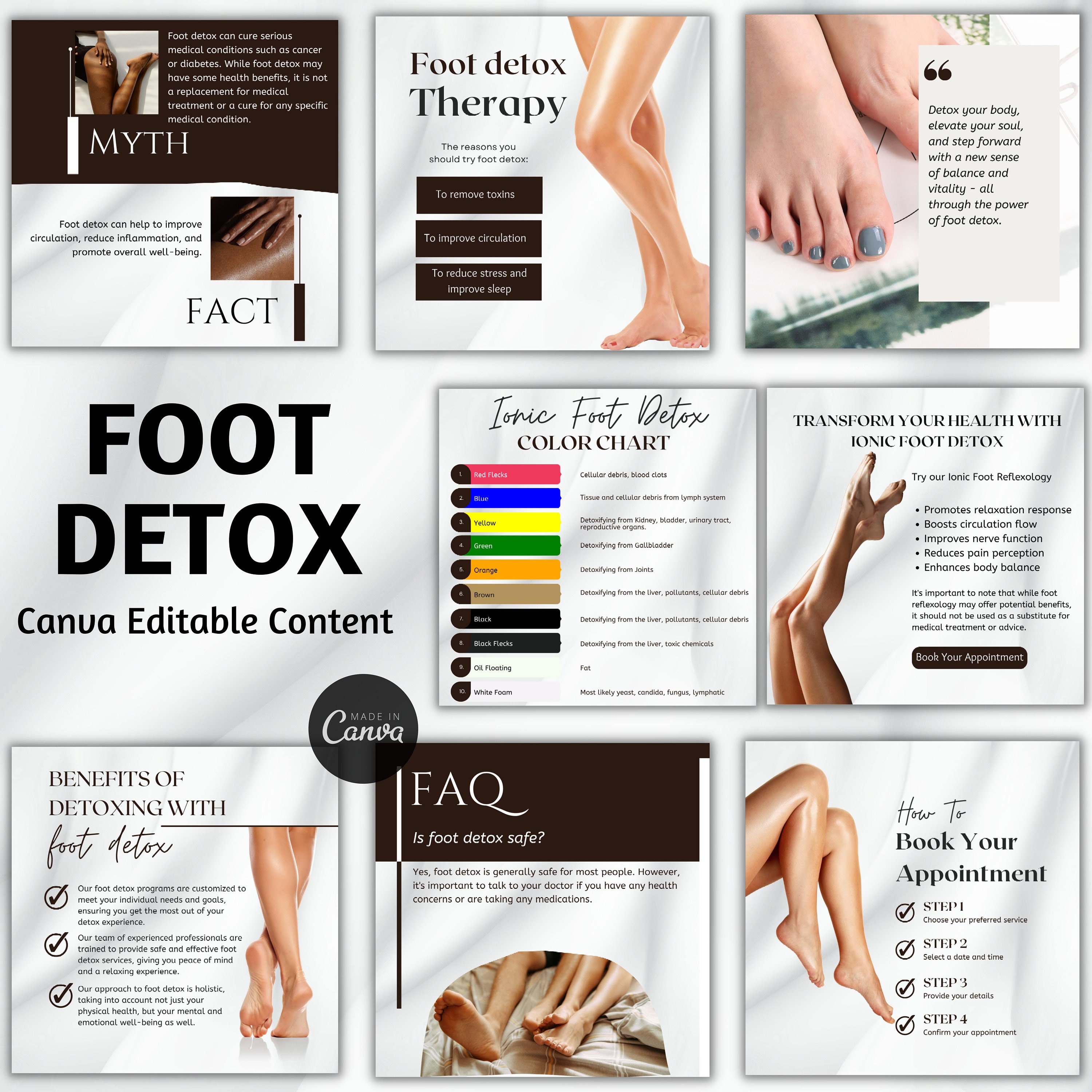 Foot Detox Social Media Posts: Editable Canva Templates (digital ...