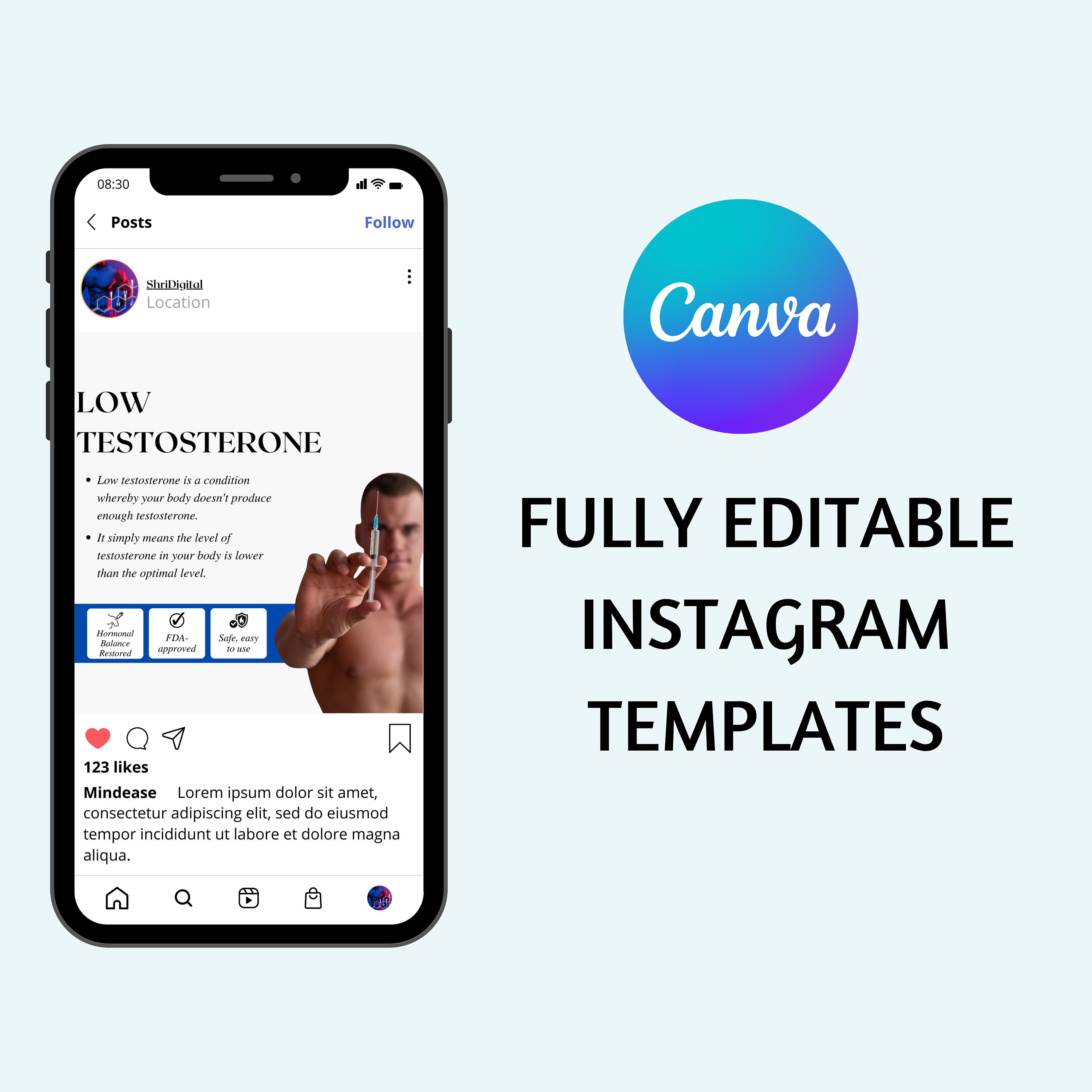 Testosterone Replacement Therapy Canva Editable Template | TRT ...