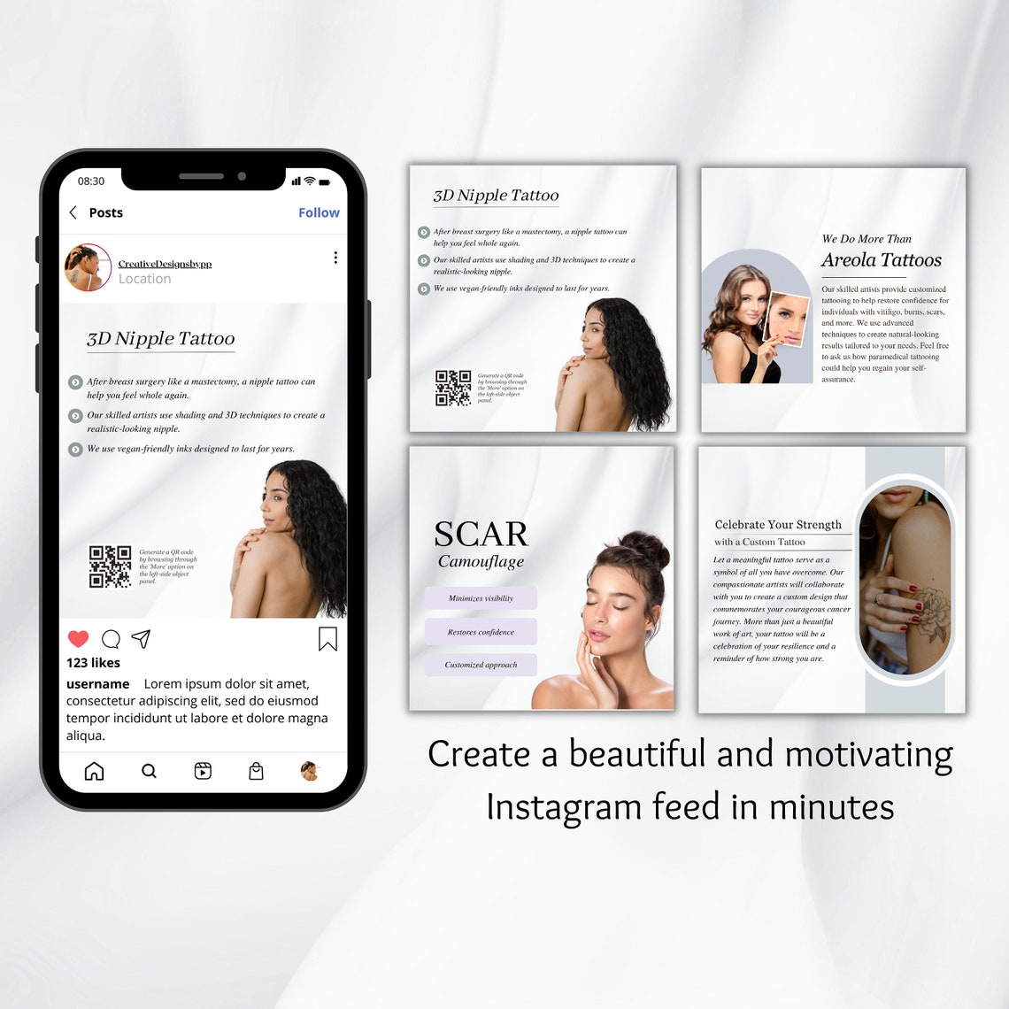 Paramedical Tattoo Templates Areola, Scar Camouflage, PMU Instagram ...