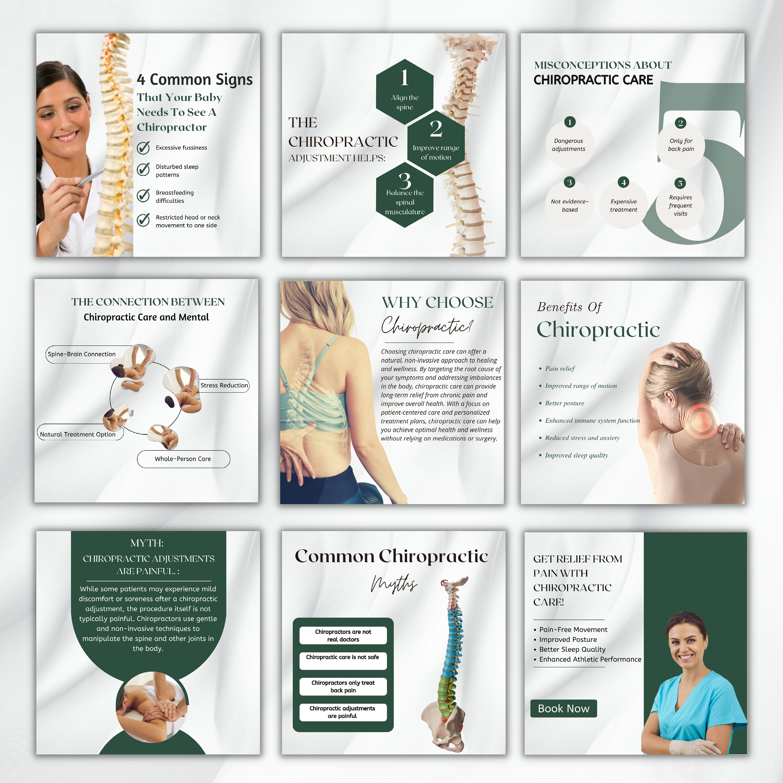 50 Chiropractor Social Media Posts | Editable Canva Templates ...