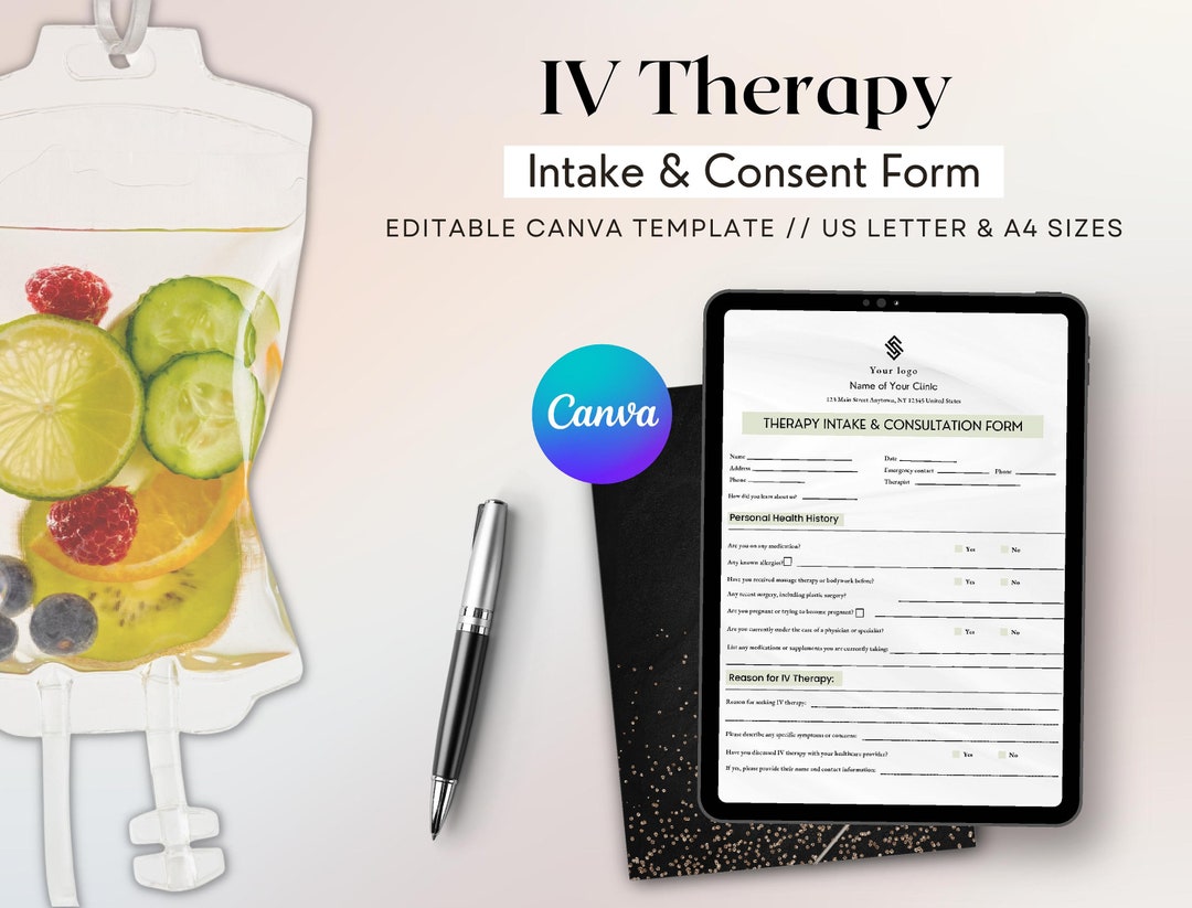 IV Therapy Intake & Consent Form: Canva Editable Template - Etsy