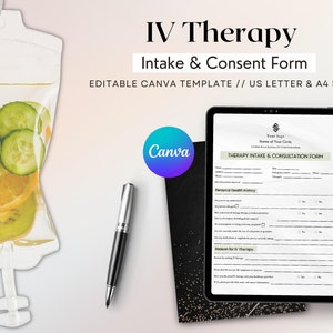 IV Therapy Intake & Consent Form: Canva Editable Template - Etsy