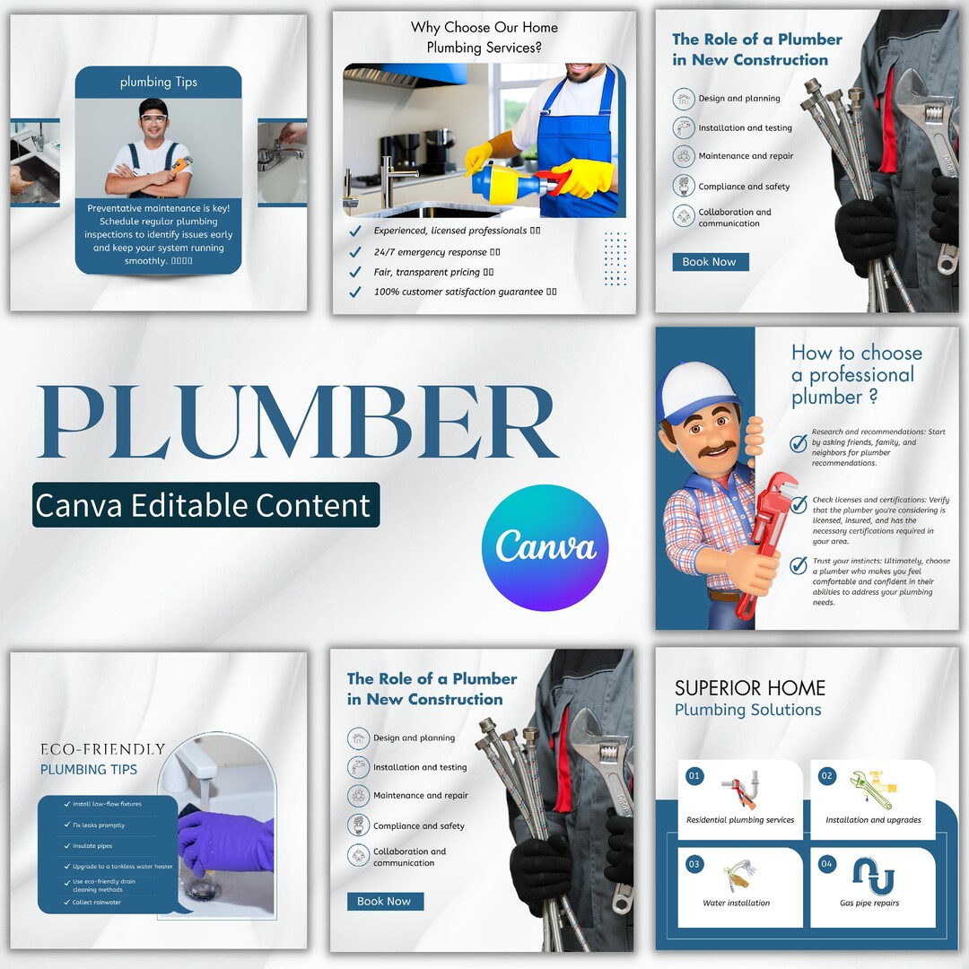 55 Plumber Instagram Post Templates | Plumbing Social Media | Plumber ...