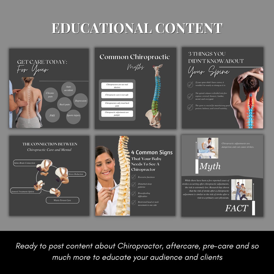 Chiropractor Social Media Posts: Editable Canva Templates - Etsy