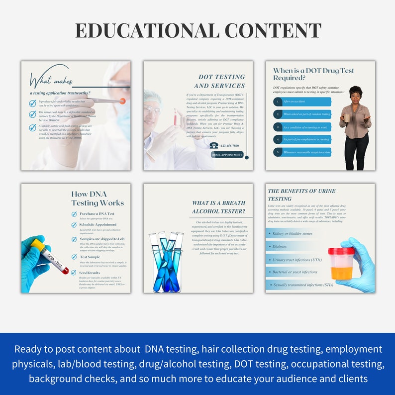 Testing Center Canva Templates: DNA, Drug, DOT, & Occupational Testing ...