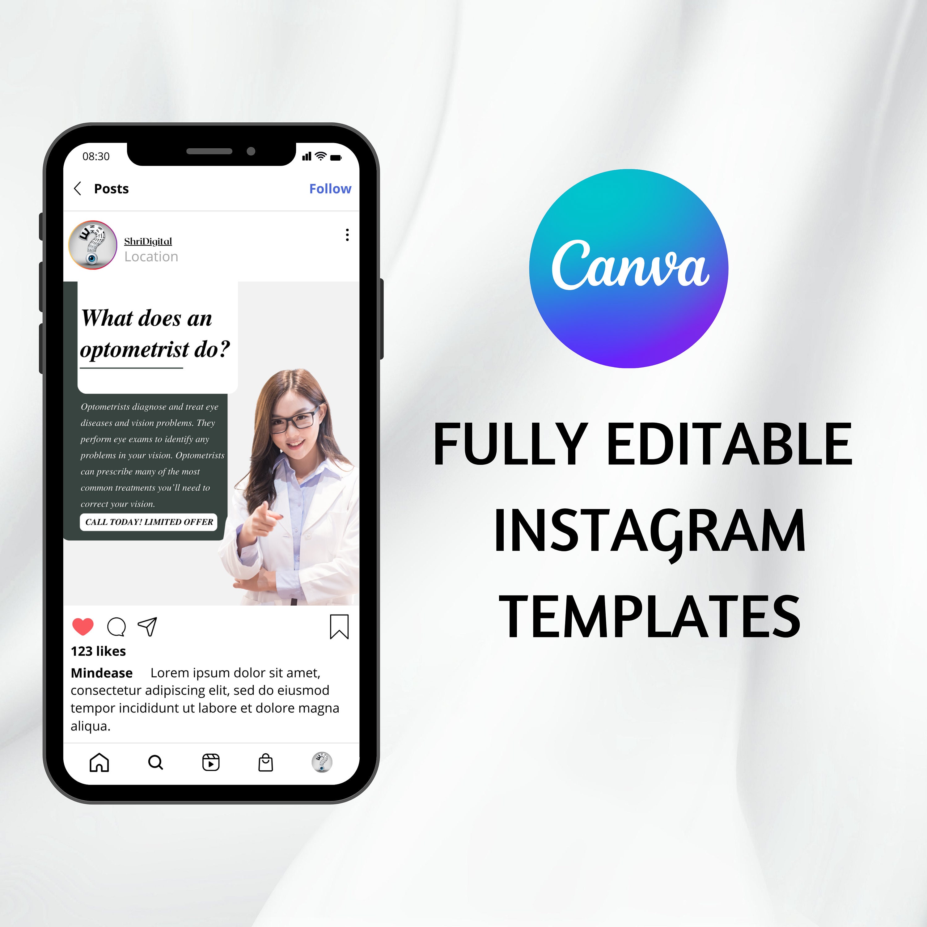 50 Optometry Instagram Post Templates | Optician Branding | Optical ...