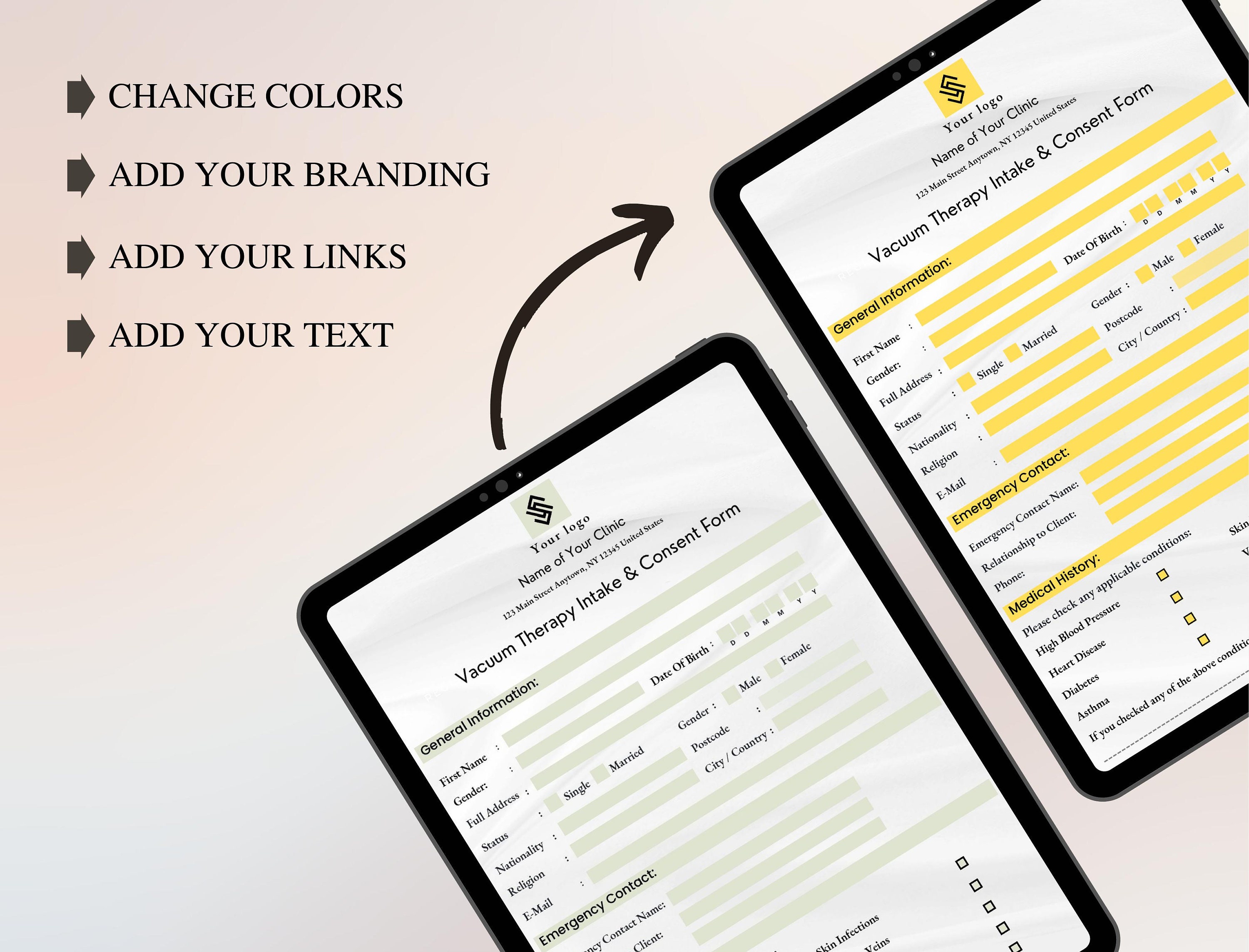 Vacuum Therapy Consent Form & Intake Form Butt Lift Intake - Etsy