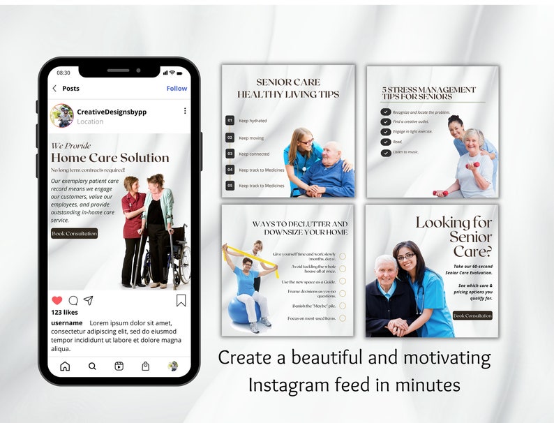 Care Giver Instagram Post Home Care Service Template Home - Etsy