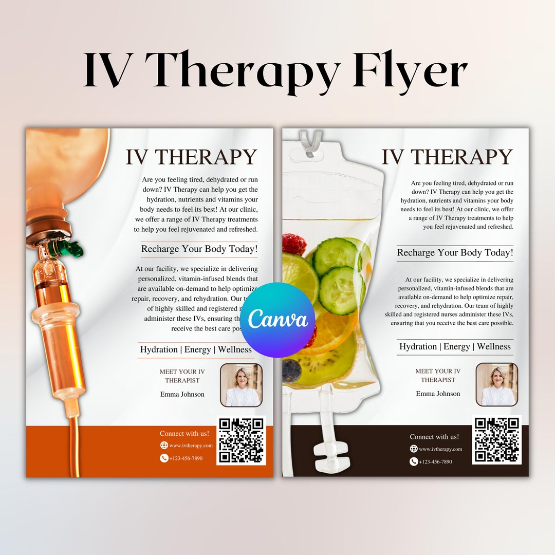 Iv Therapy Flyer Canva Editable Iv Therapy Editable Template A4 Size Etsy