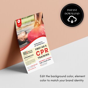 CPR Training Flyer: Editable First Aid Canva Template (8.5 X 14 Inches ...