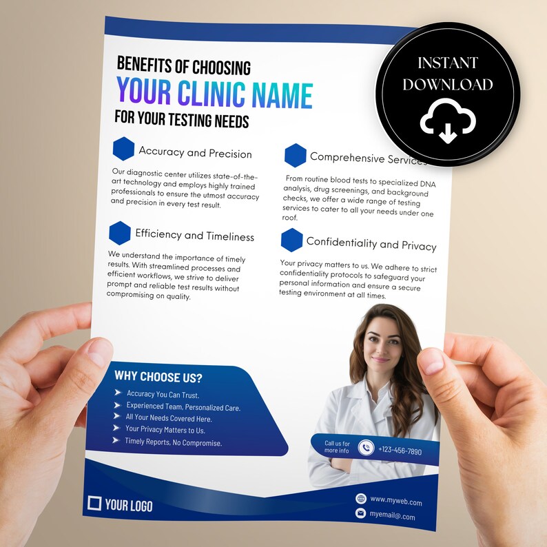 Diagnostic Testing Flyer Template: Blood, DNA, Background Checks (A4 ...
