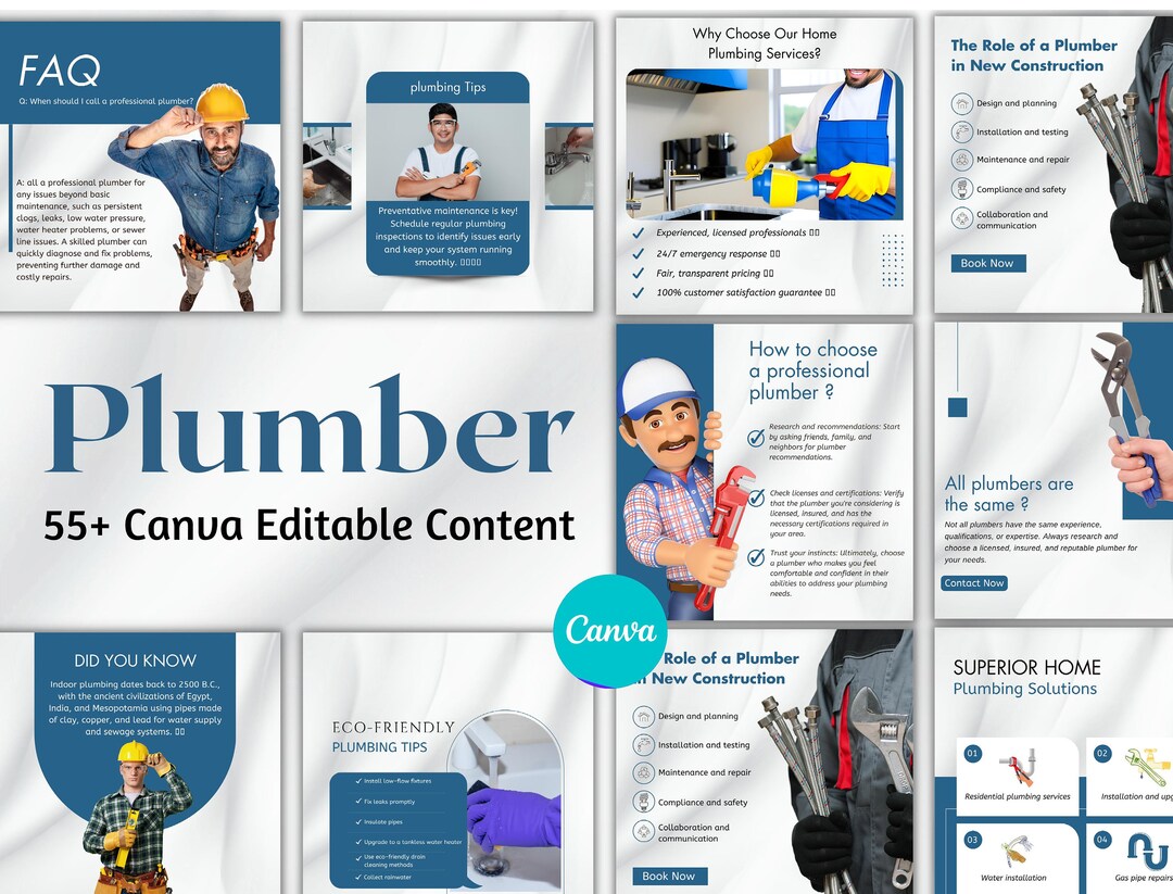 55 Plumber Instagram Post Templates Plumbing Social Media - Etsy