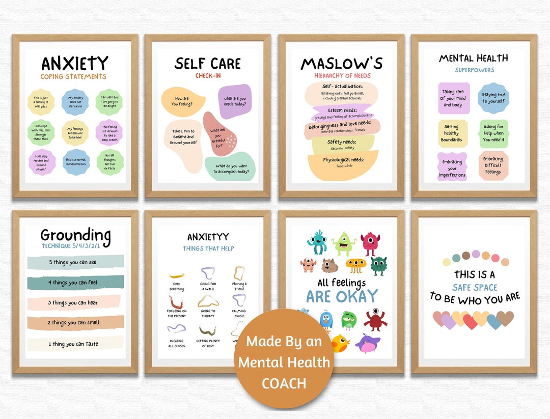 Mental Health Poster Set, Therapy Office Decor, CBT DBT (printable A4 ...