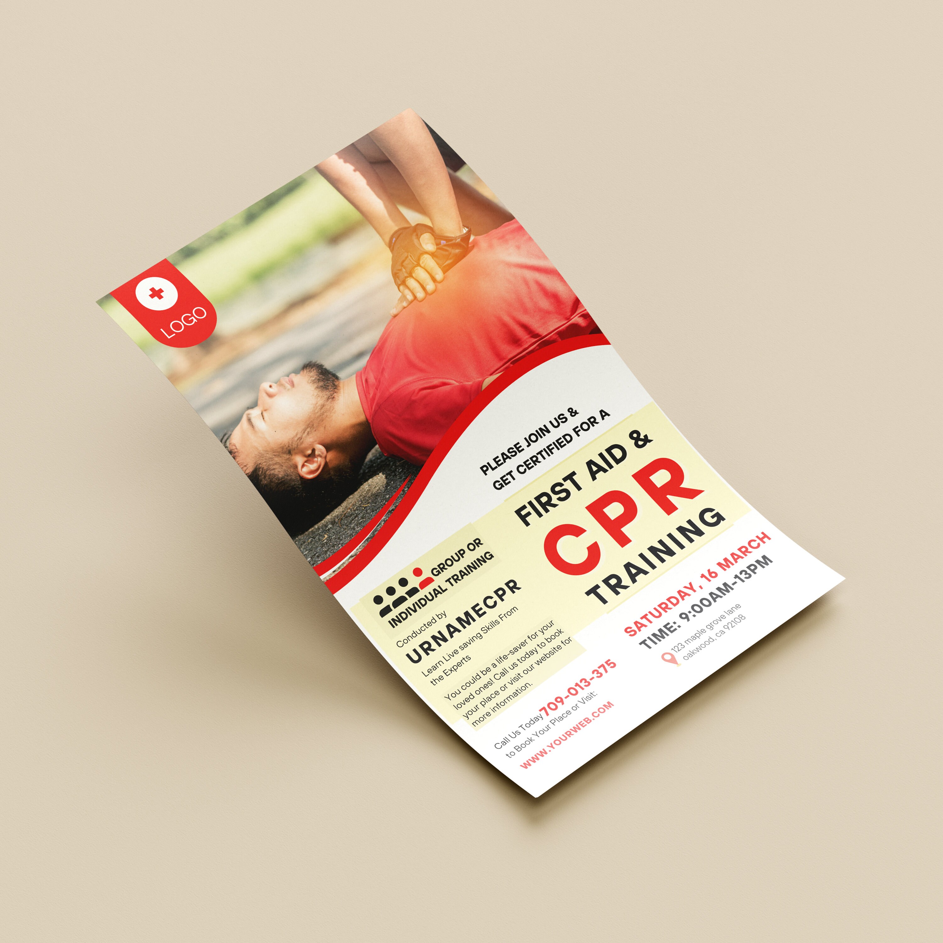CPR Training Flyer: Editable First Aid Canva Template (8.5 X 14 Inches ...