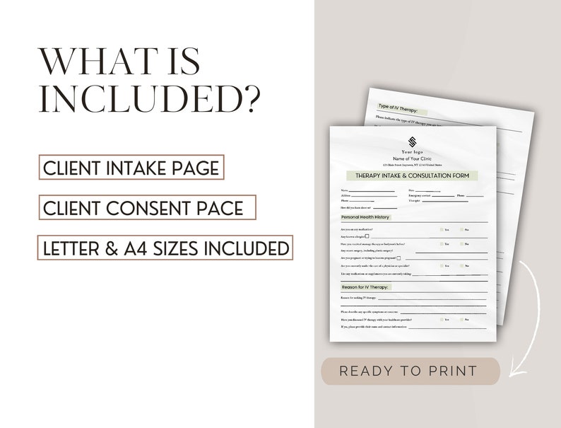 IV Therapy Intake & Consent Form: Canva Editable Template - Etsy