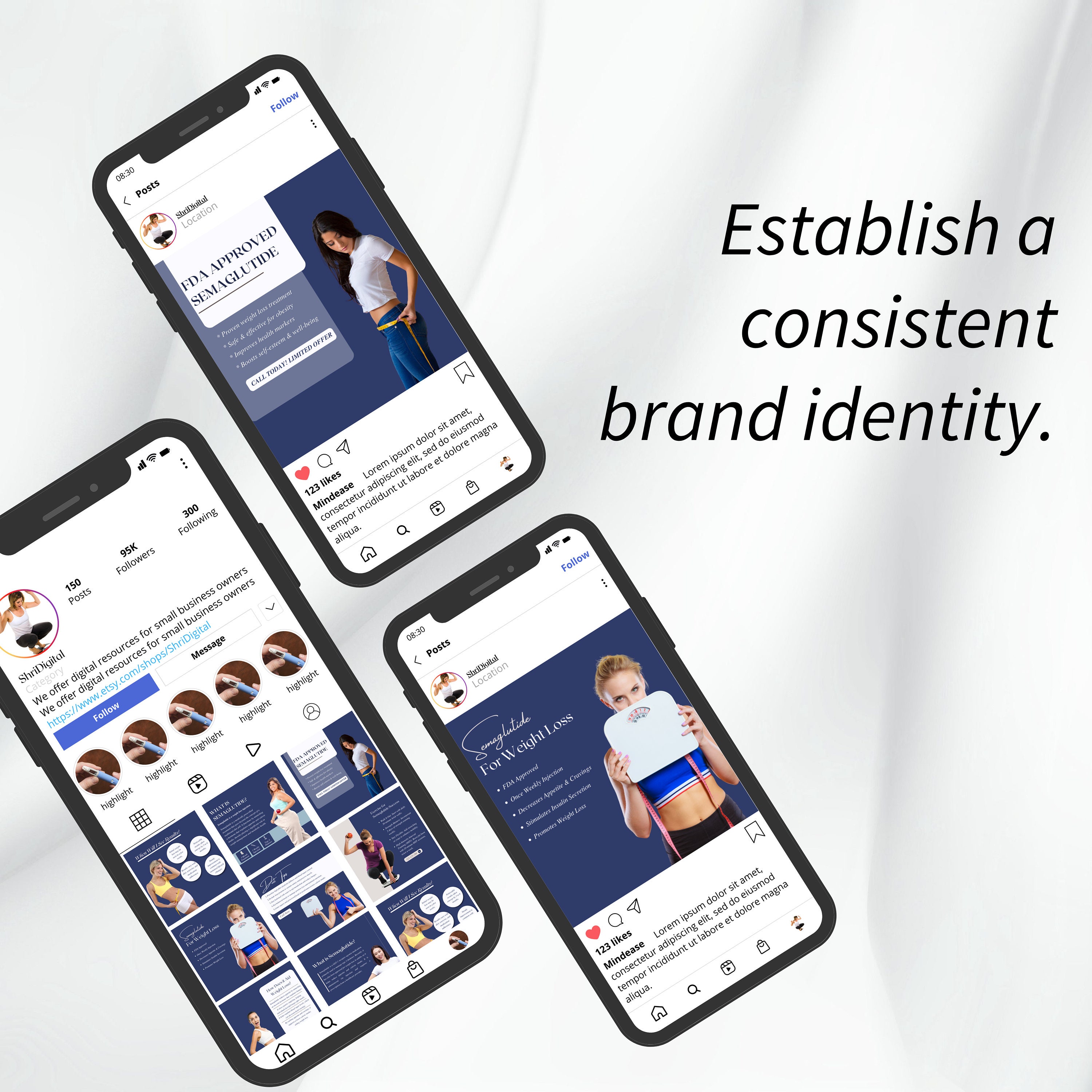 Semaglutide Weight Loss Instagram Posts: Canva Template (instant ...