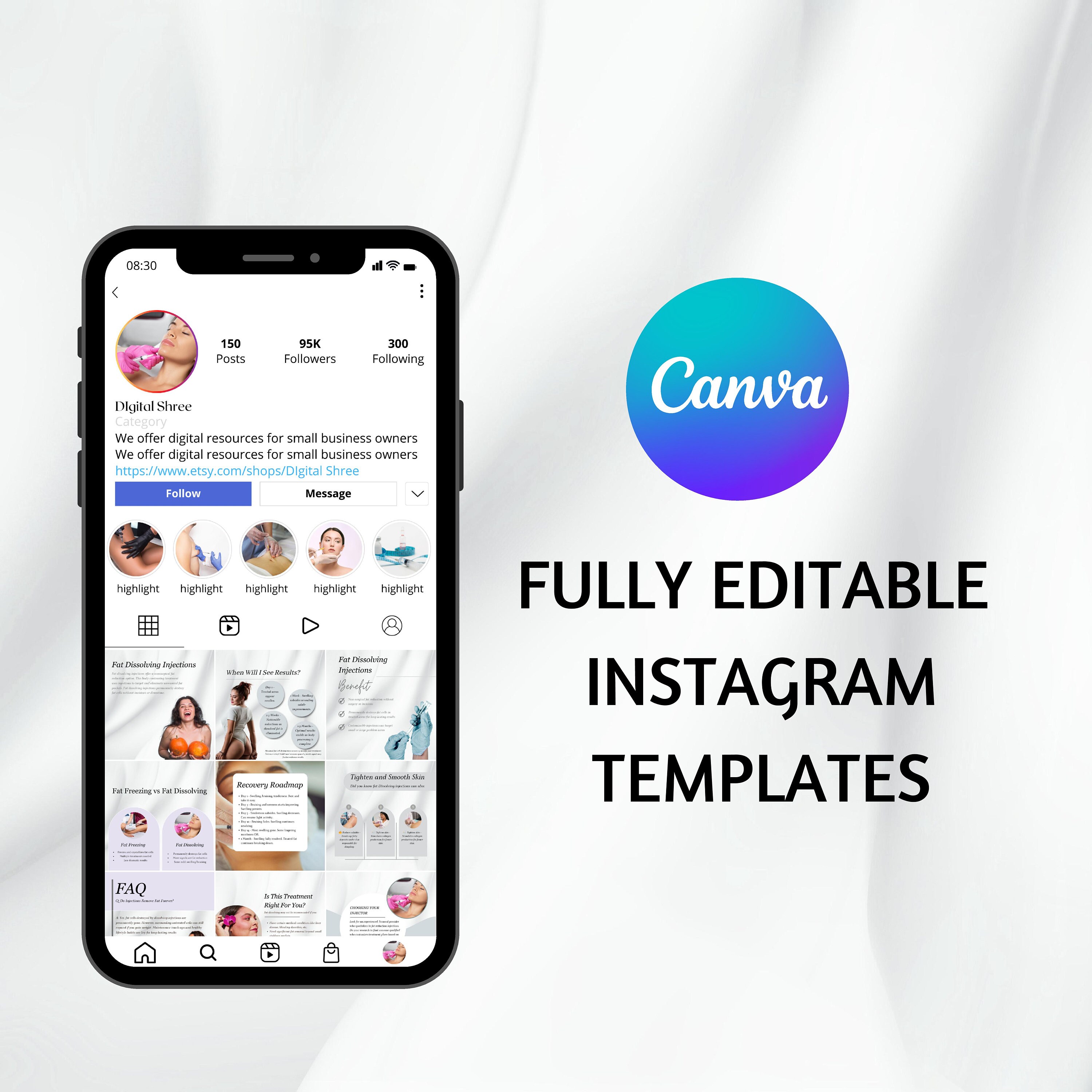 Fat Dissolving Injections Canva Template: Clinic Marketing (editable ...