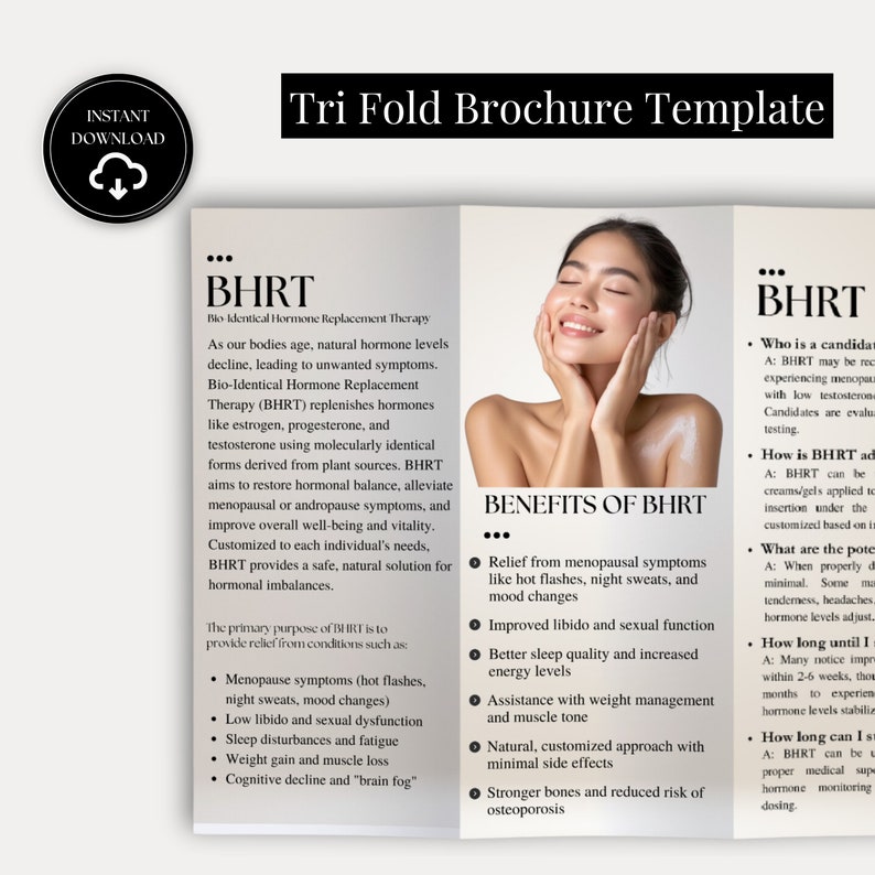 BHRT Tri-fold Brochure Template: Hormone Therapy (edit in Canva) - Etsy