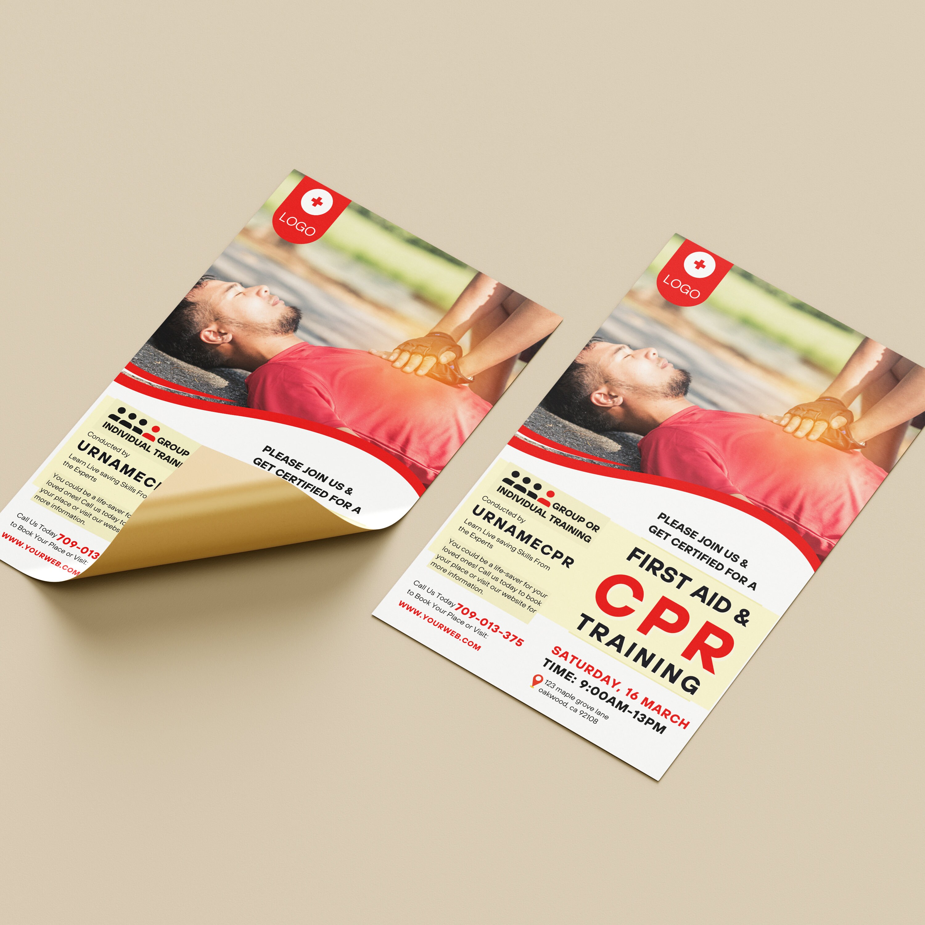 CPR Training Flyer: Editable First Aid Canva Template (8.5 X 14 Inches ...